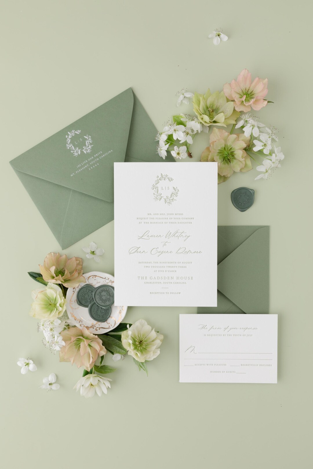 Monogram Wedding Invitation Set Letterpress - Etsy