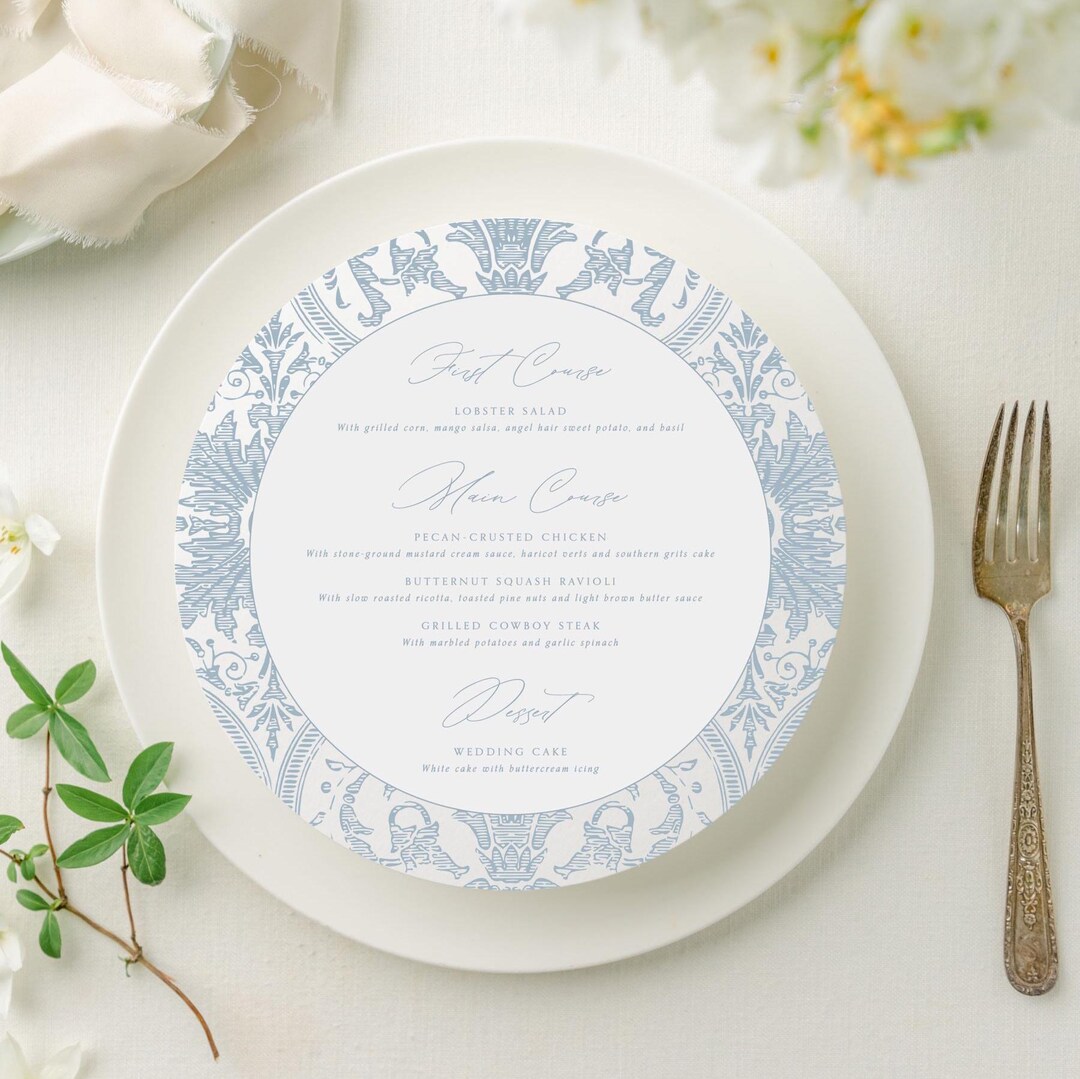 Round Wedding Menus, Printed - Etsy