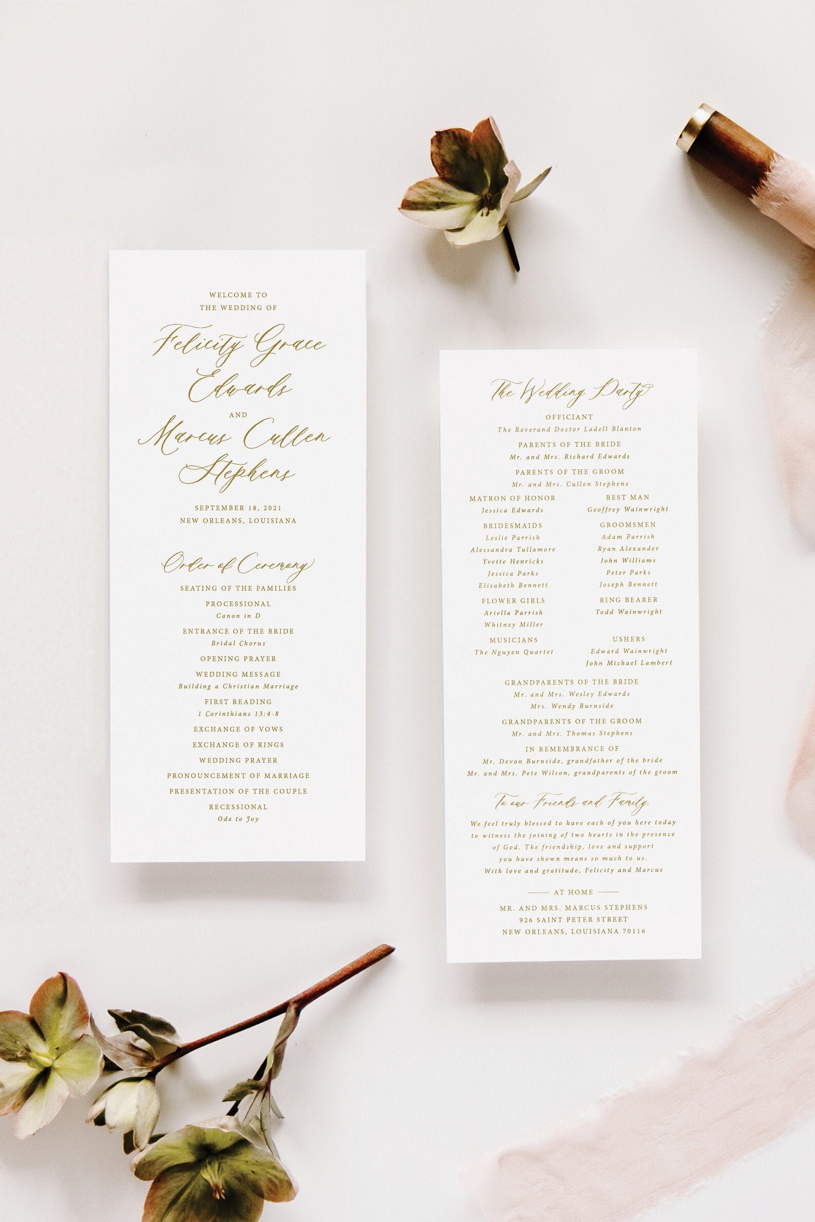 Printed Wedding Programs Wedding Ceremony Program - Etsy