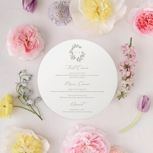 Floral Round Wedding Menu Cards, Printed - Etsy