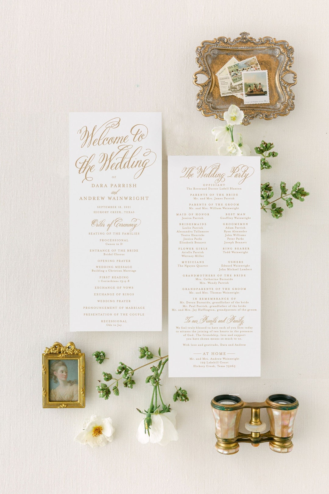 Gold Wedding Programs Printed Wedding Ceremony Program in - Etsy