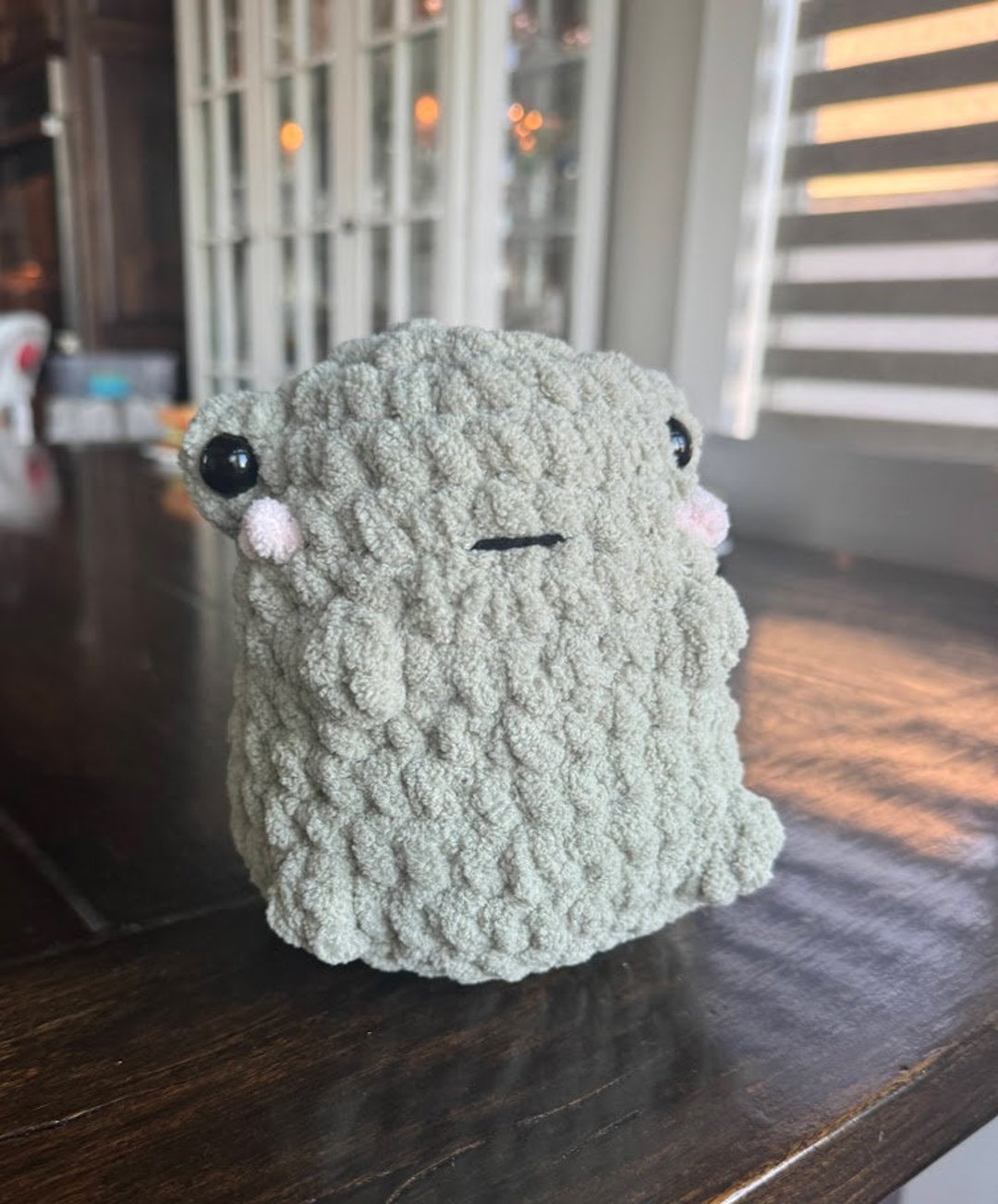 Cheeky Crochet Frog Plushy Dusty Green Amigurumi Frog With Butt Cheeks ...