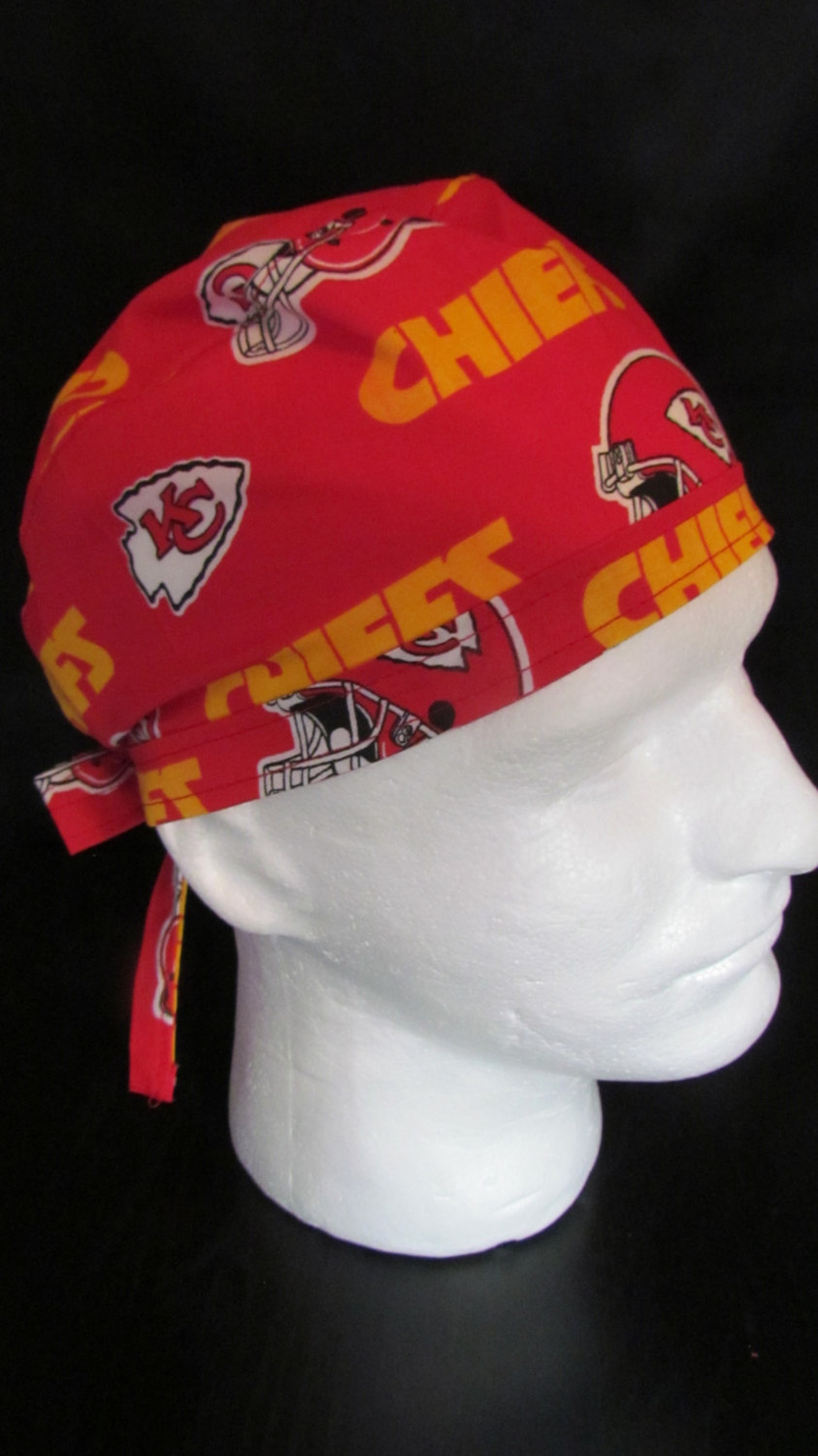 NFL Football Kansas City Chiefs Surgical Tie Back Scrub Cap | Etsy