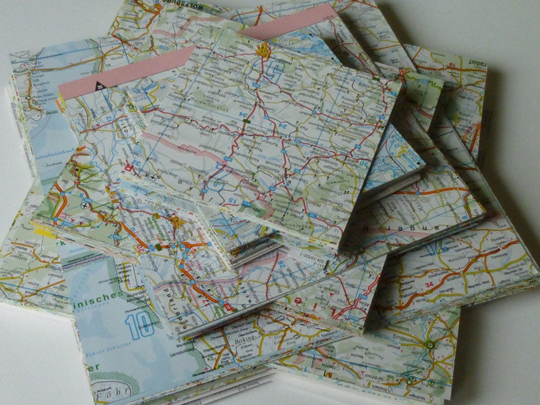 10 X 10 Cm Origami Paper Wall Map 25 Sheets Recycling - Etsy