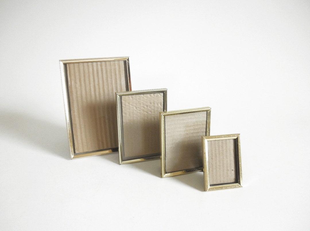 Vintage Small Gold Metal Frames- Set of 4 Small Rectangle Frames- Photo ...