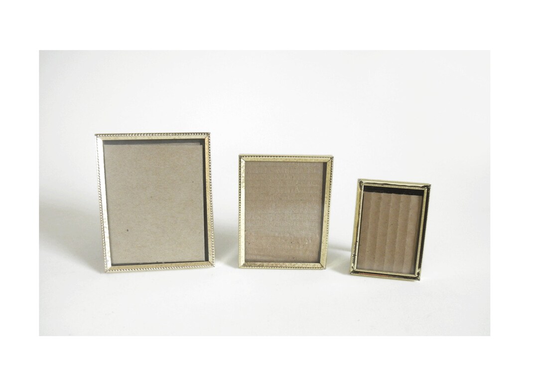 Vintage Small Gold Metal Frames Set of 3 Small Rectangle Photo Frames ...