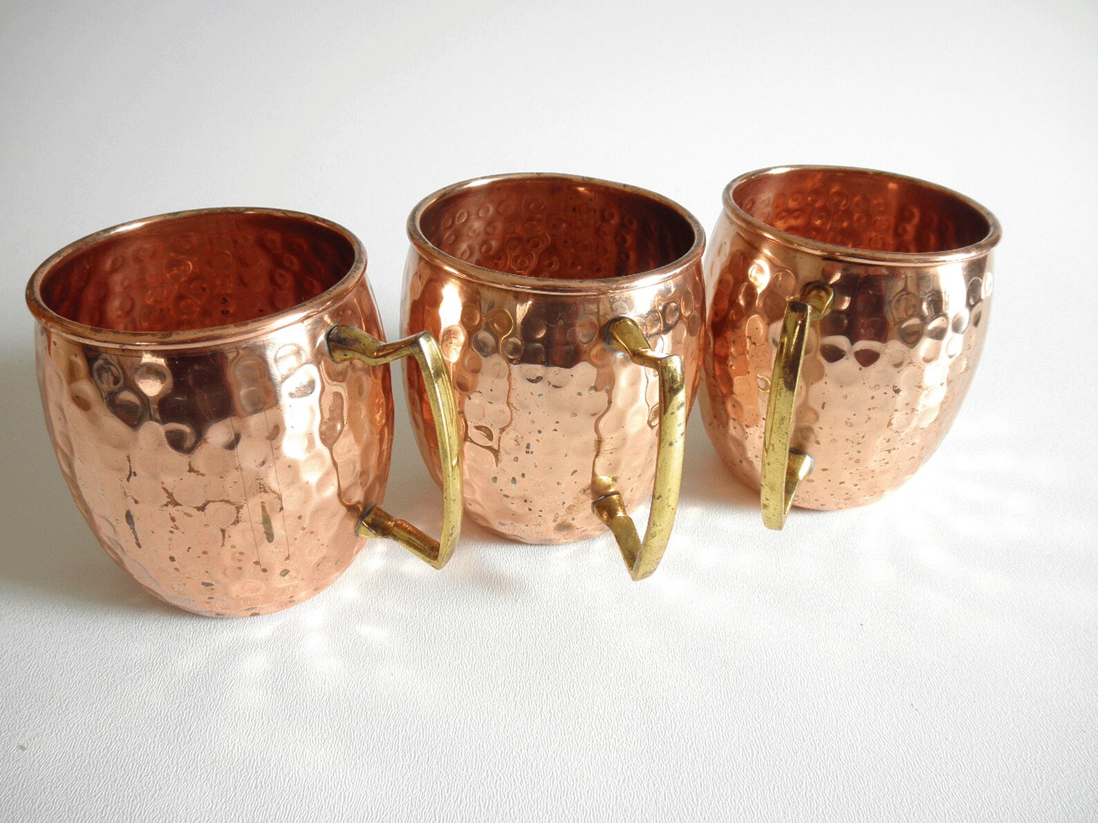 Hammered Copper Mugs Set of 3 Moscow Mule 16 Oz Copper Mugs - Etsy