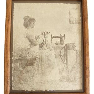 Vintage R. Hendrickson Victorian Lady, Antique Sewing Machine 11" X 14 ...