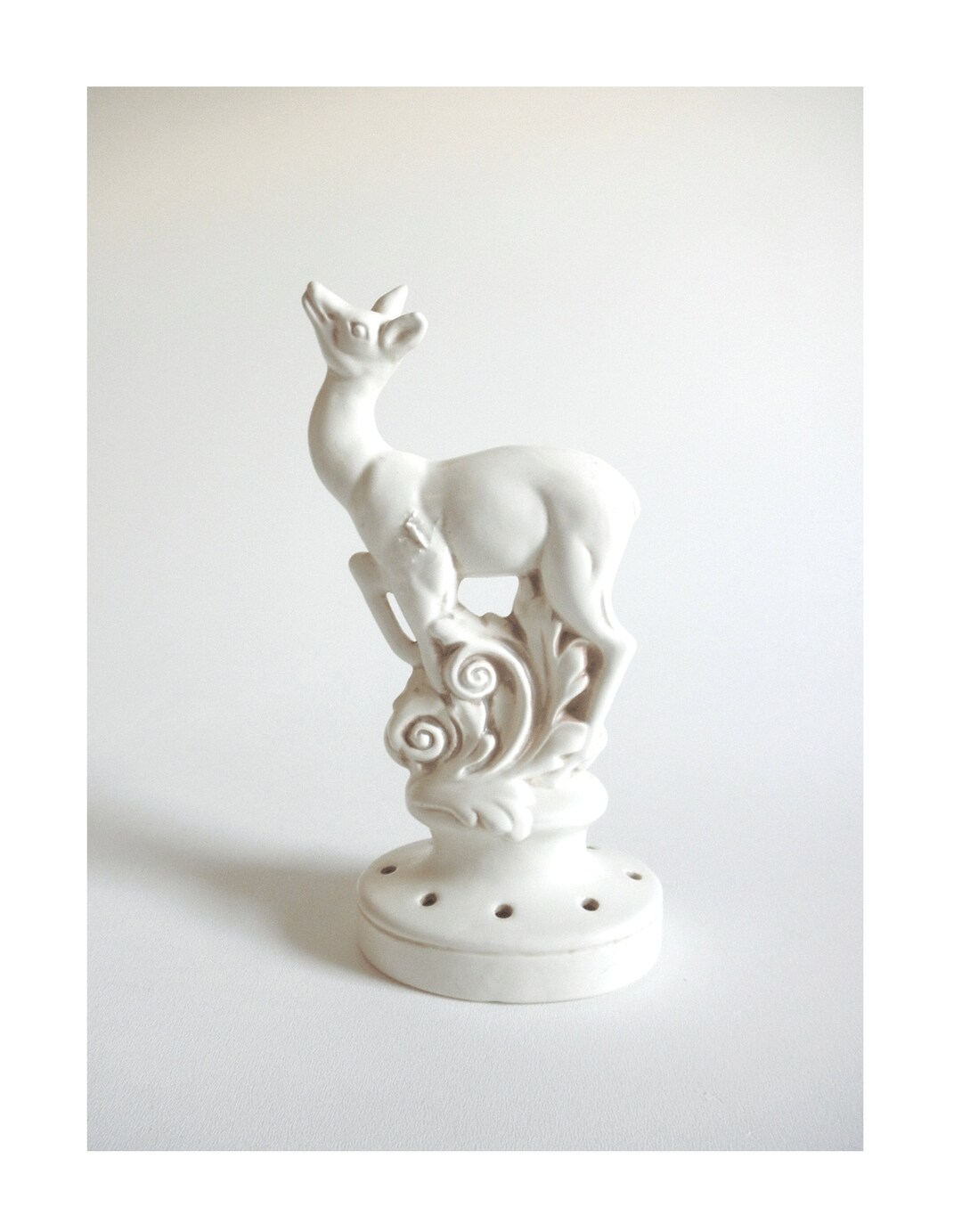 Vintage Red Wing White Ceramic Deer Flower Frog - Art Deco Centerpiece ...