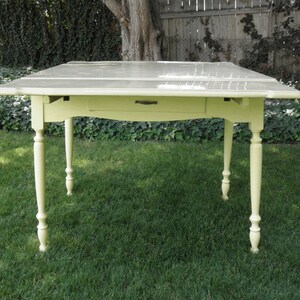 Antique Enameled Top Kitchen Table With Slide Outs- Butter Yellow Color ...