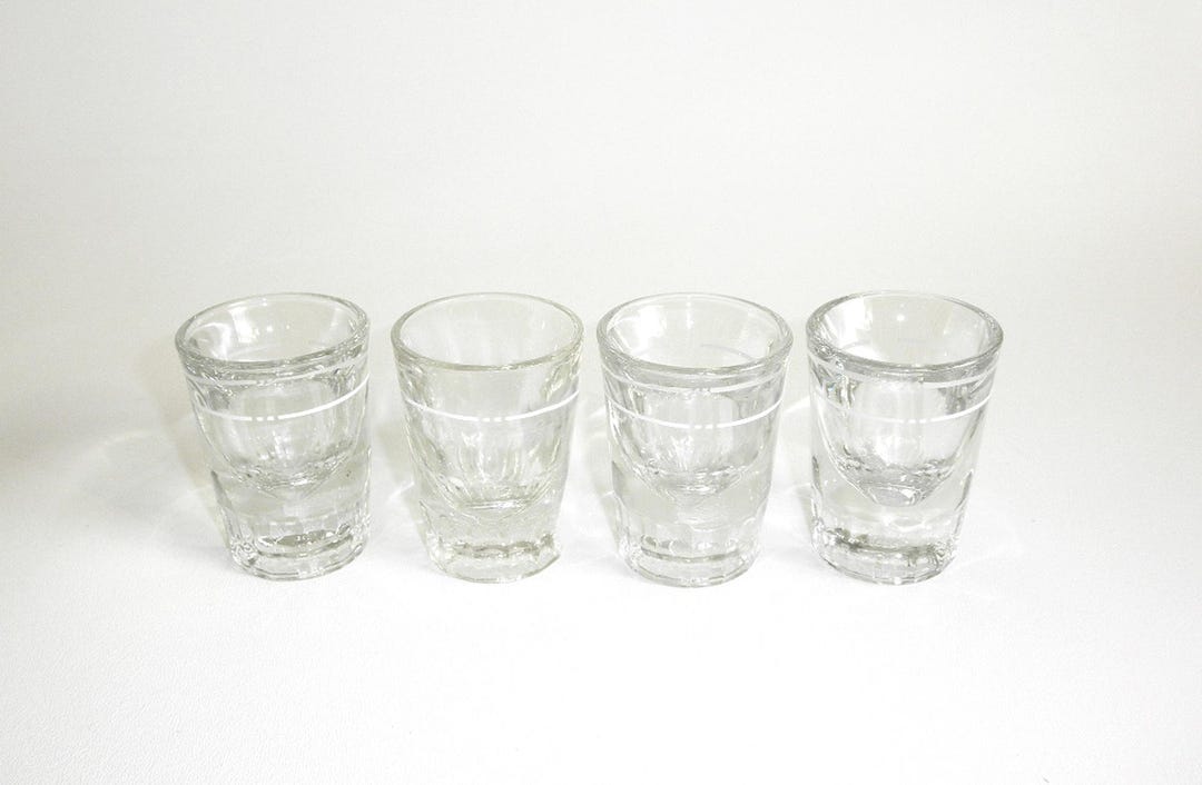 Vintage Libbey Shot Glasses- Set of 4 Heavy Clear Glass, White ...