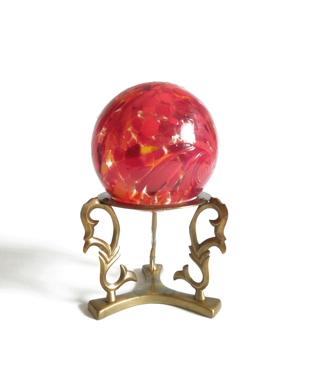 Vintage Brass Orb Display Stand Decorative Glass Vase Stand/ Stone ...