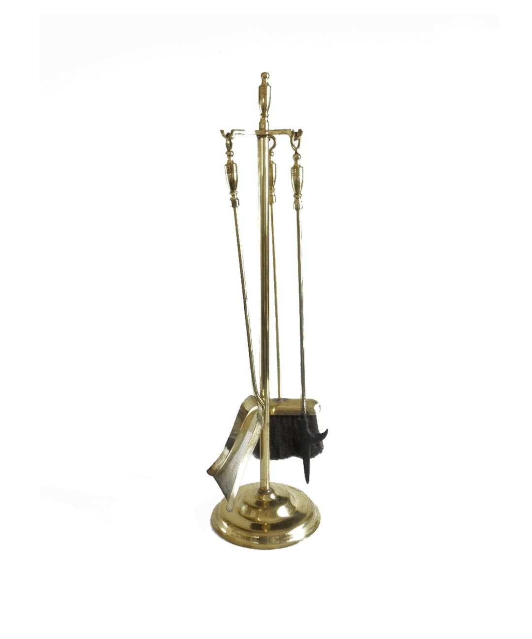 Vintage Brass Fireplace Tool Set: 3-piece Hearth Tools With Stand - Etsy