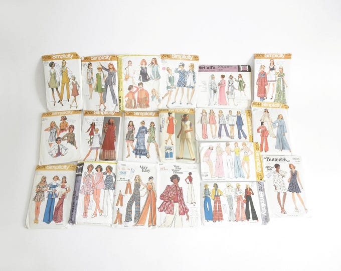 Vintage 1970s Fashion Sewing Patterns Lot of 19 - Young Women Junior ...