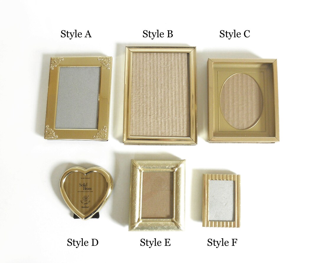 Your Choice of Vintage Brass Metal Photo Frames- Variety of Small Gold ...