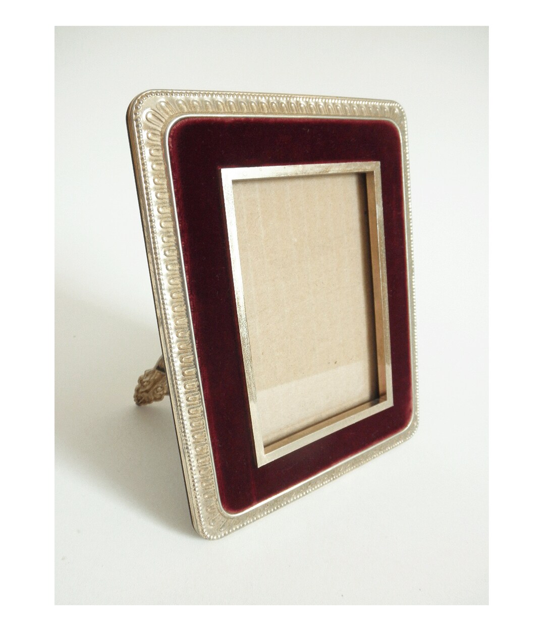 Vintage Gold Metal & Red Velvet Photo Frame With Ornate Metal Back ...
