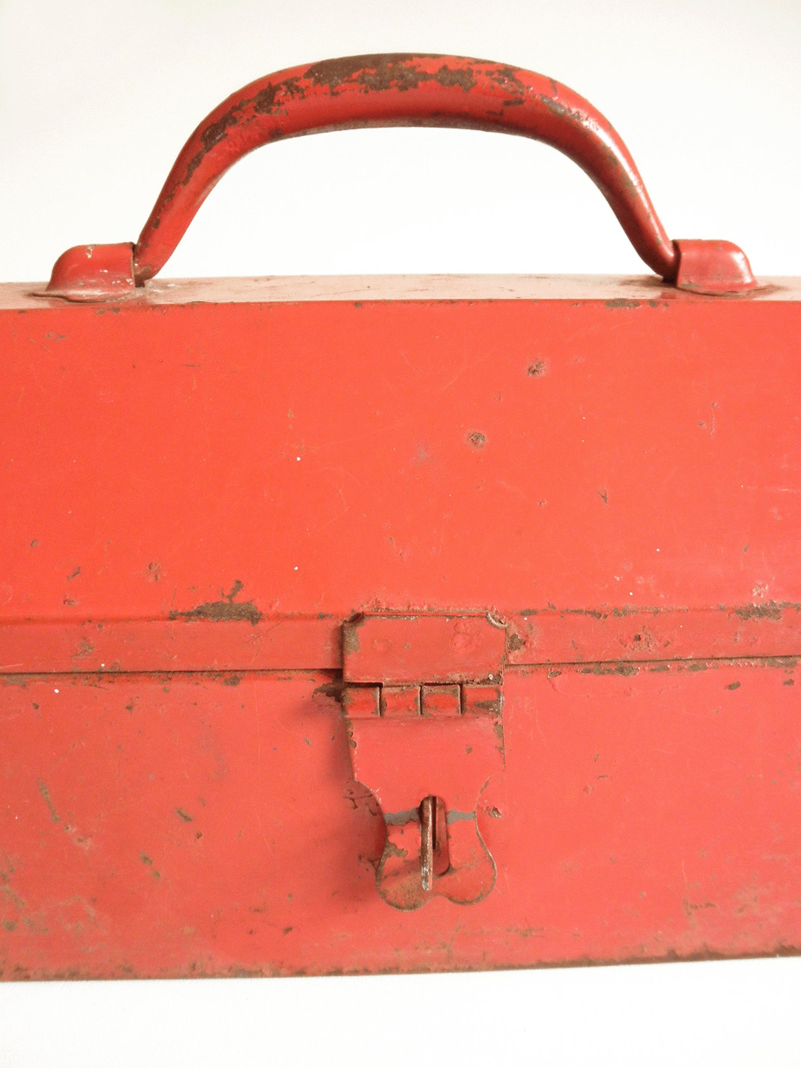 Vintage Red Metal Tool Box Rustic Red Chipped Paint Industrial | Etsy