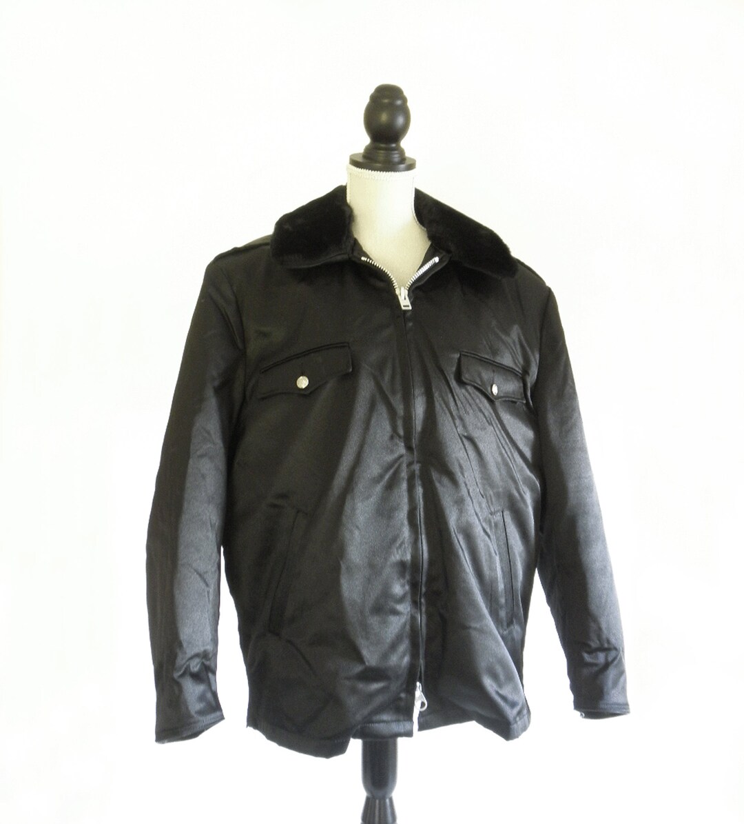 Vintage BLAUER Black Nylon Police Coat: 60s-70s Detroit Jacket, Men's ...