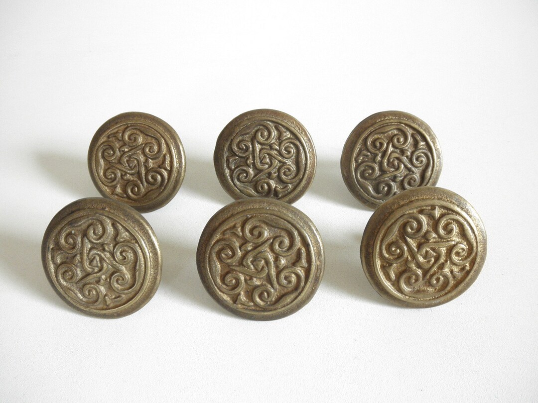 Set of 6 Antique Brass Celtic Drawer Knobs 2 Diameter, Celtic Spiral ...