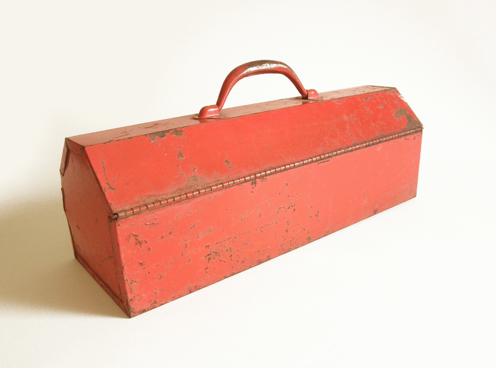 Vintage Red Metal Tool Box Rustic Red Chipped Paint Industrial | Etsy