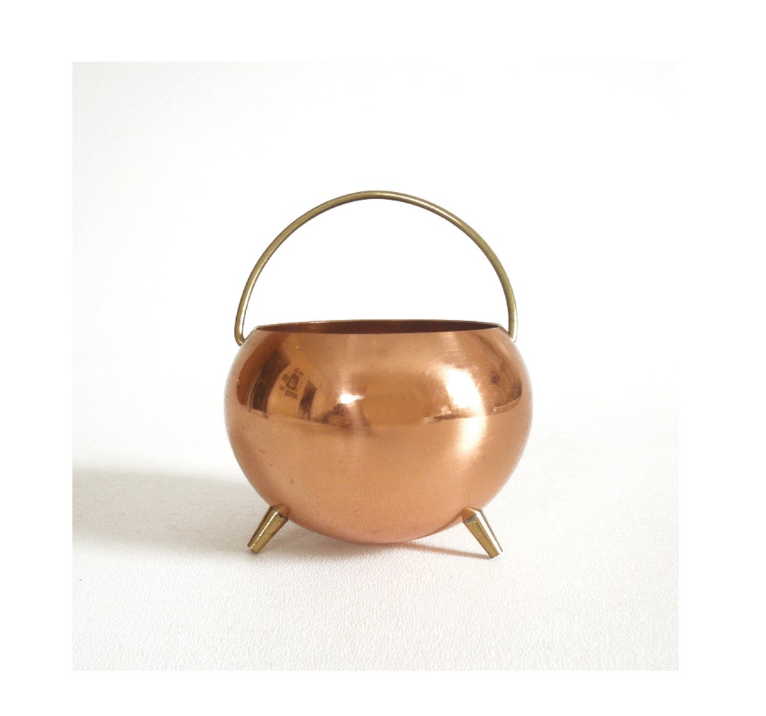 Vintage Copper Mini Cauldron Footed Pot/ Mini Copper Planter Pot ...
