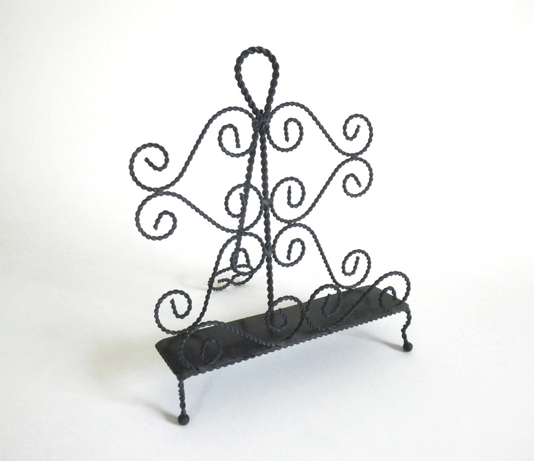 Vintage Black Wire Metal Book Holder- Upright Folding Book Stand With ...
