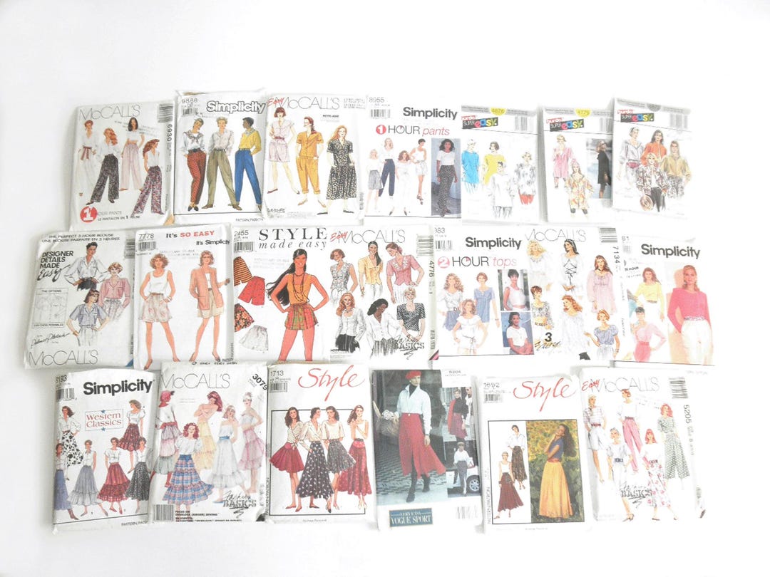 Vintage 1990s Lot of 20 Sewing Patterns- Women's Pants, Dresses ...