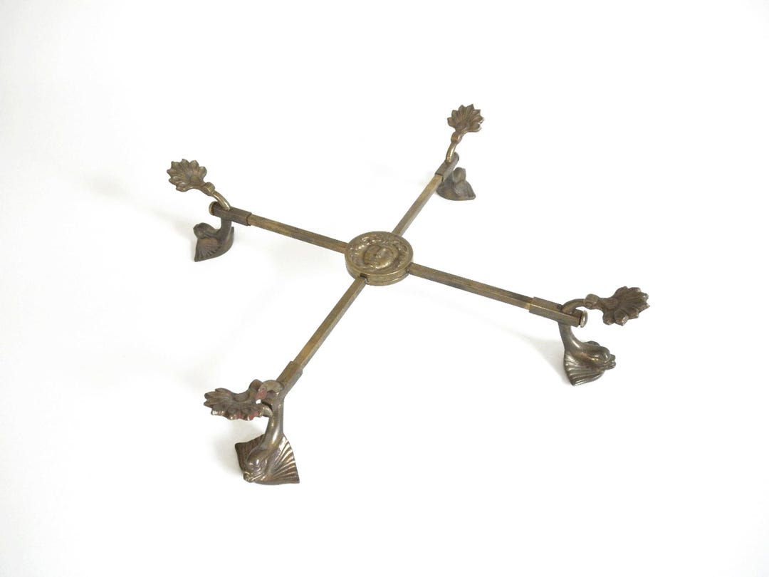 Vintage Brass Adjustable Trivet Stand: Gothic Dolphin Footed Display - Etsy