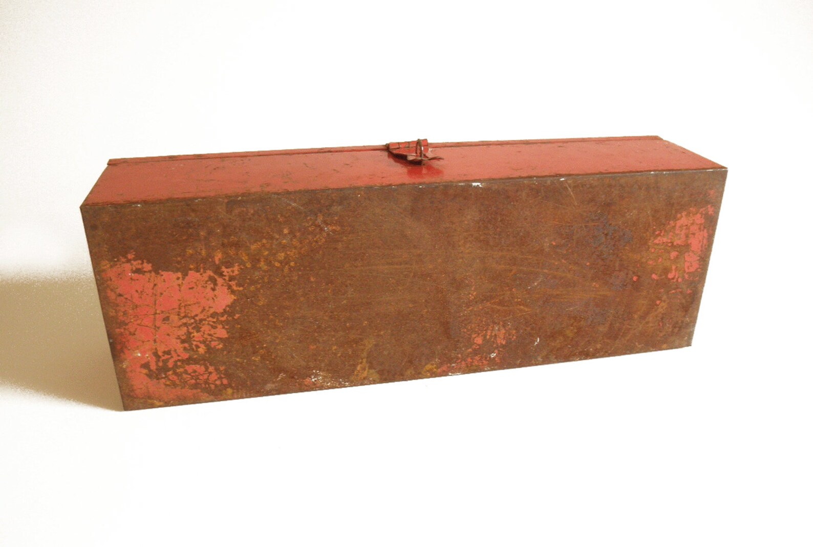 Vintage Red Metal Tool Box Rustic Red Chipped Paint Industrial | Etsy