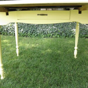 Antique Enameled Top Kitchen Table With Slide Outs- Butter Yellow Color ...