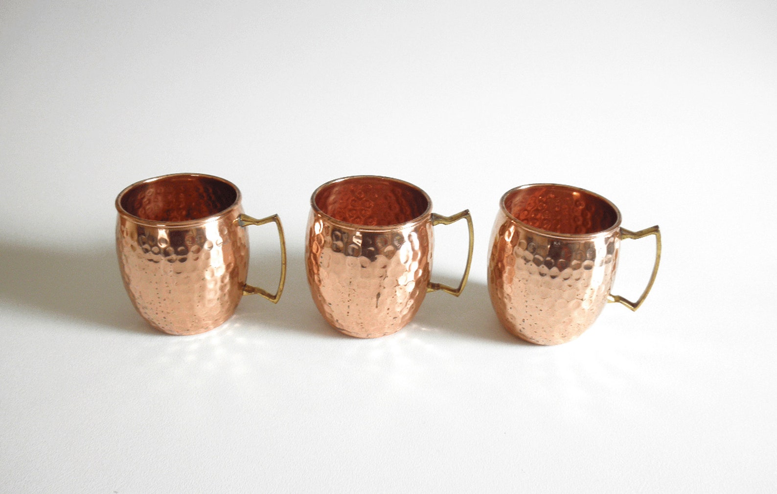Hammered Copper Mugs Set of 3 Moscow Mule 16 Oz Copper Mugs - Etsy