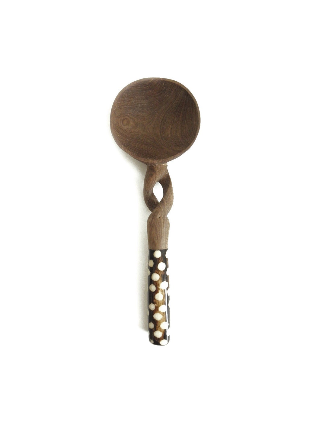 Vintage Hand Carved Teak Wood Spoon: African Batik Bone Handle - Etsy