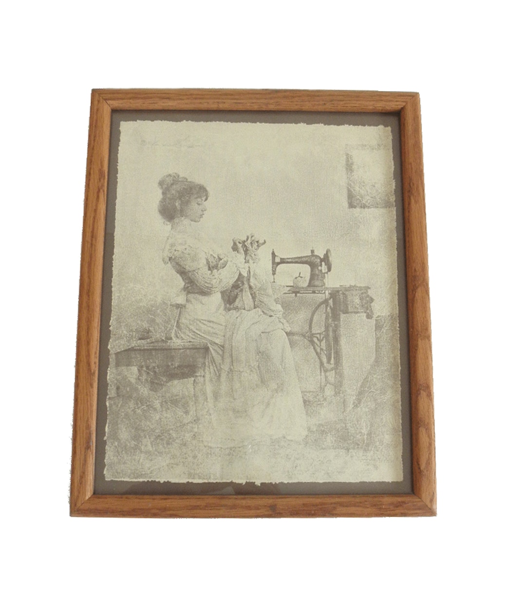 Vintage R. Hendrickson Victorian Lady, Antique Sewing Machine 11" X 14 ...