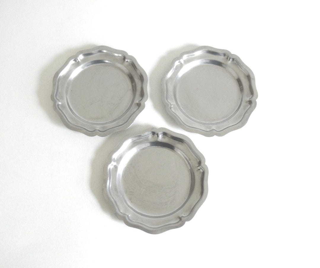 Vintage Silverplate Mini Serving Trays 5.5 Round With Scalloped Edge ...