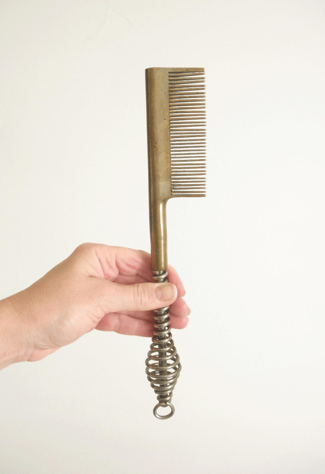 Antique Brass Hair Straightening Hot Comb - Vintage Stove Iron Styling ...