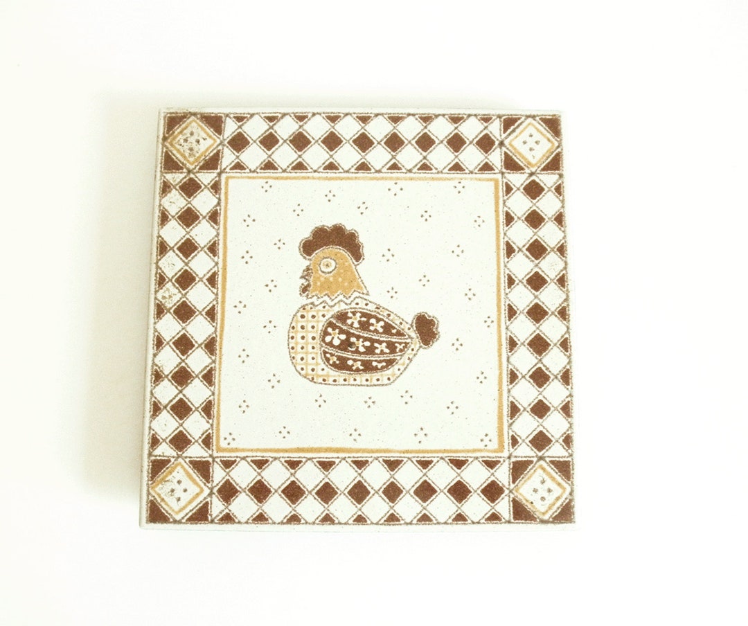Vintage Italian Chicken Tile Trivet- Square Hot Pot Table Trivet ...