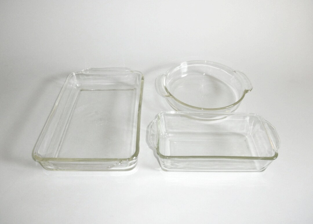 Vintage FIRE-KING Clear Glass Baking Dishes 2 Qt. Baking Dish, 1 Qt ...