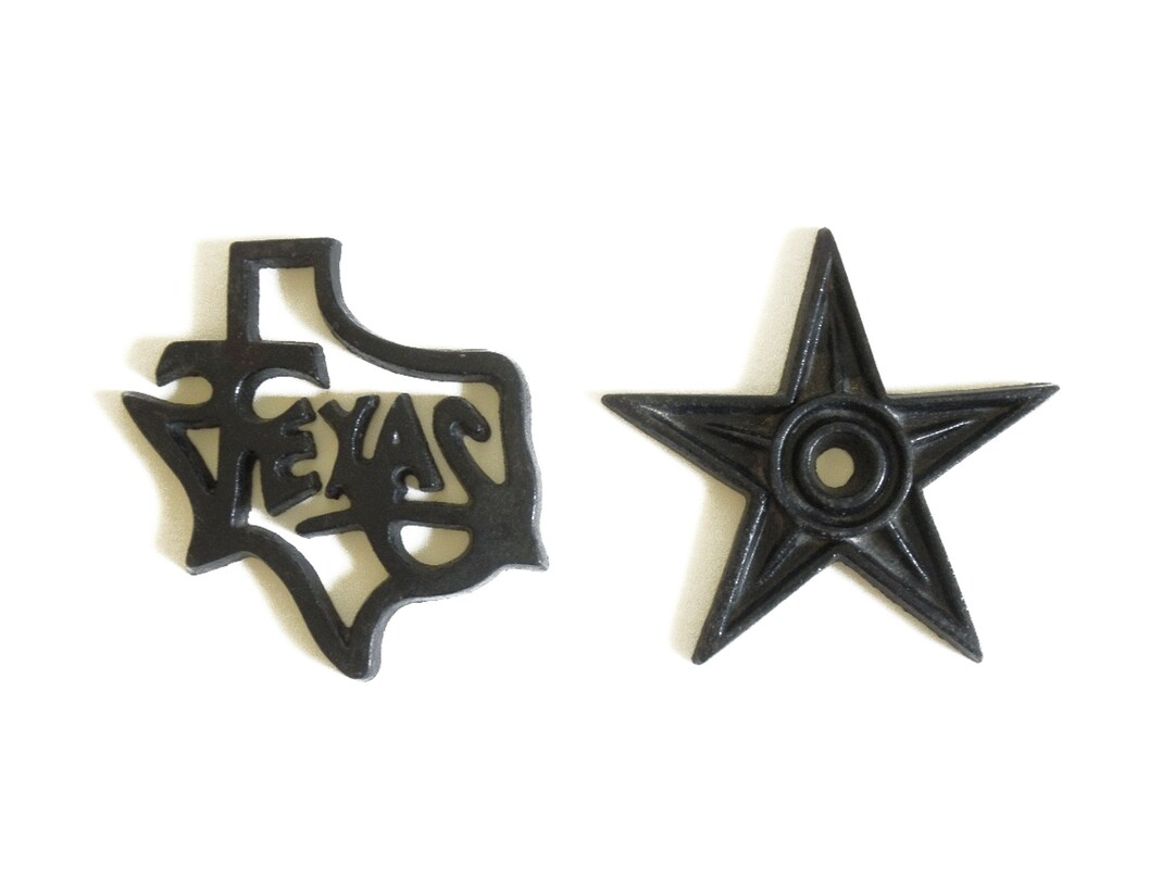 Vintage Cast Iron Texas & Star Trivet Set: Rustic Cabin Decor - Etsy