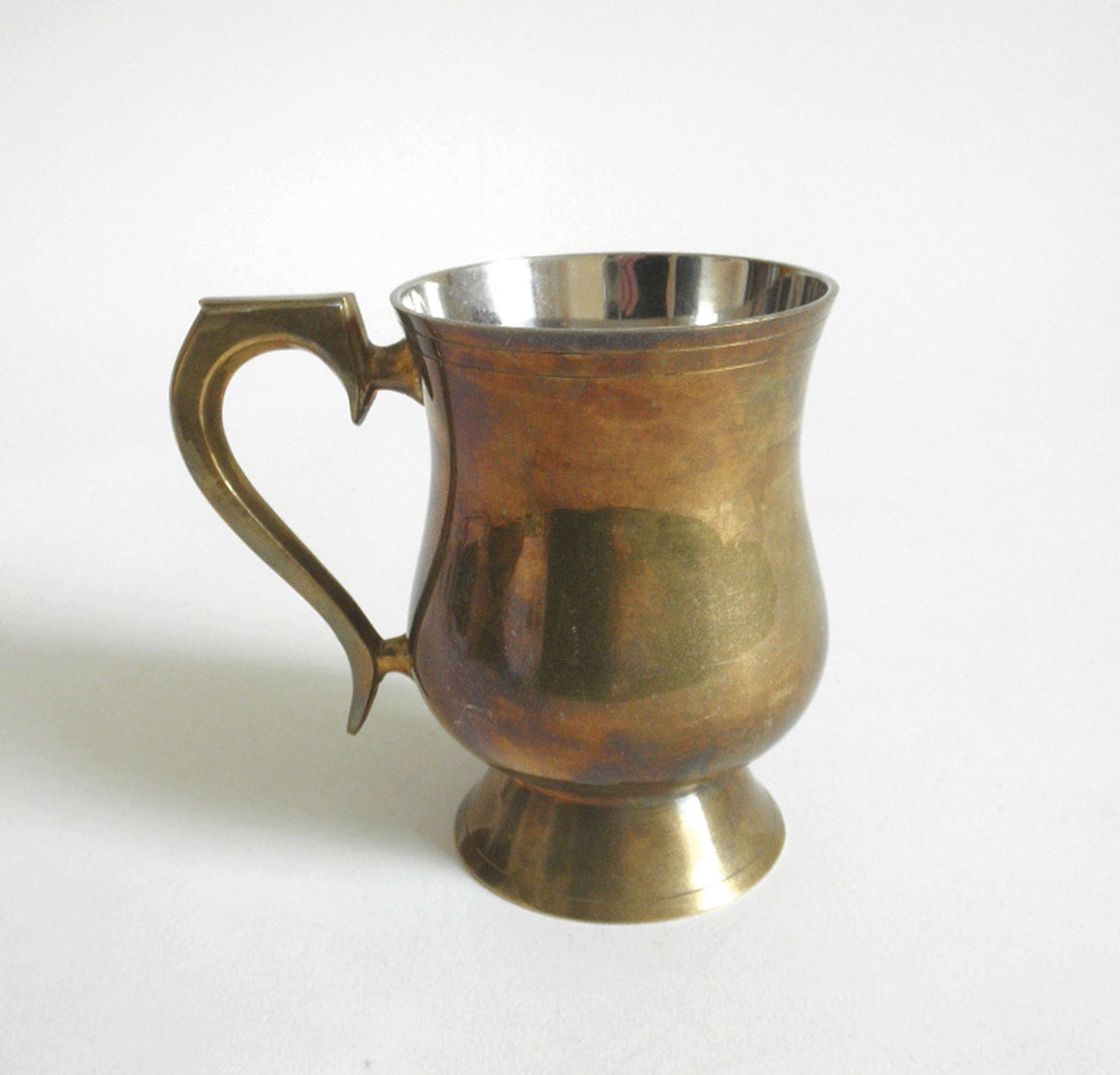 Vintage Solid Brass Footed Tankard Mug With Silverplated Interior - Etsy