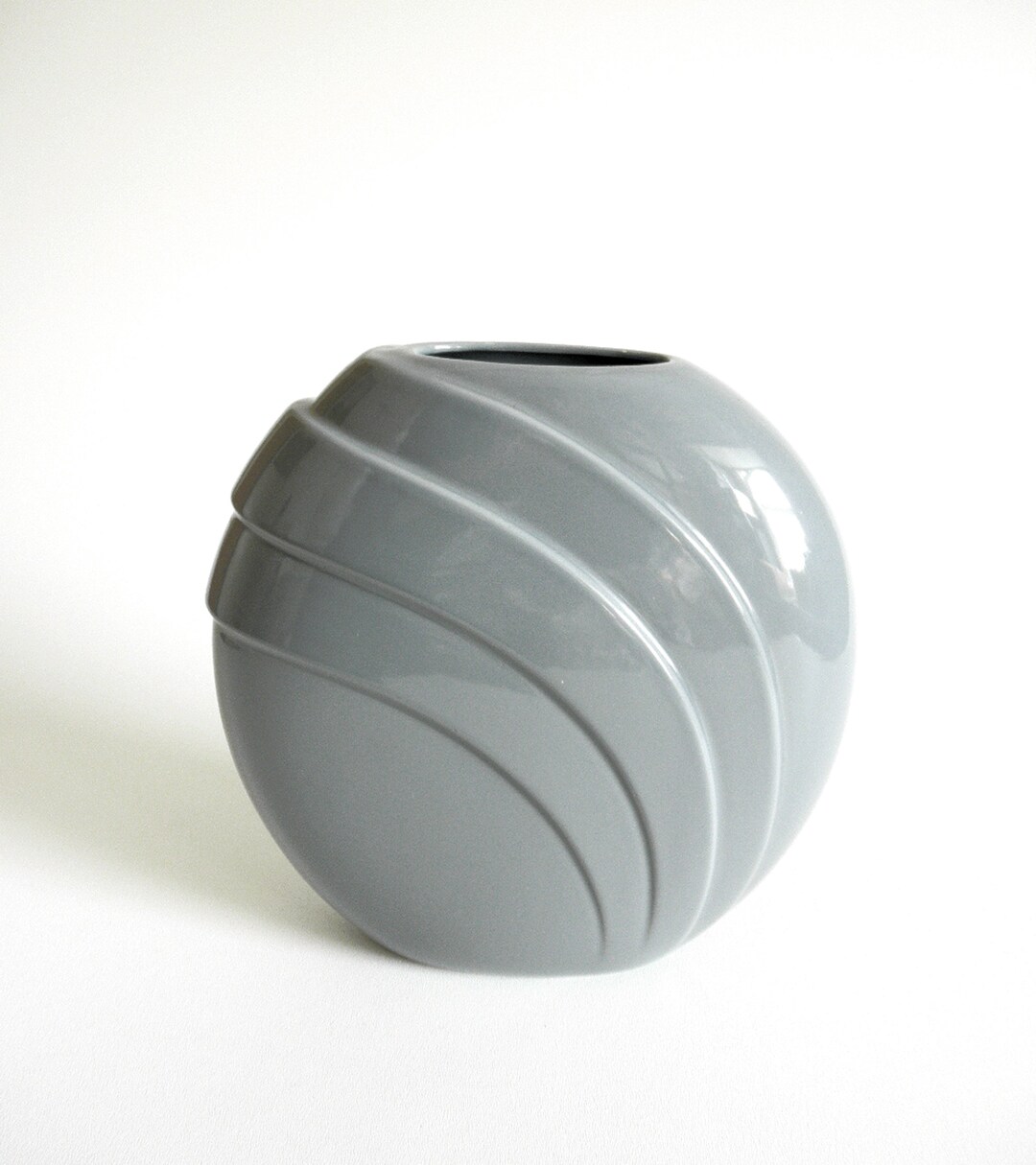 Vintage Art Deco Revival Gray Ceramic Vase- Large 10" Vase- 80s Haeger ...