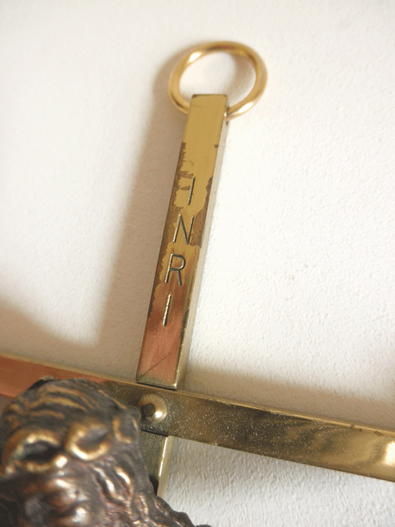 Vintage Brass Crucifix- INRI Jesus Christ on the Cross Religious Wall ...