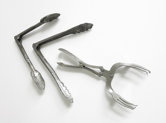 Antique Tongs Collection Set of 3 cooking/ Salad Serving - Etsy