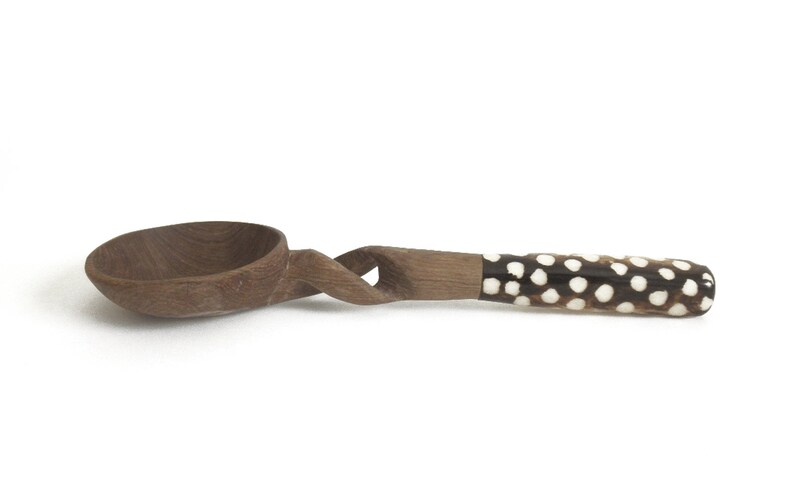Vintage Hand Carved Teak Wood Spoon: African Batik Bone Handle - Etsy