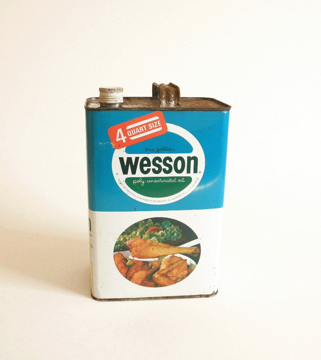 Vintage 60s Wesson Oil Tin Can: Colorful Farmhouse Kitchen Decor - Etsy