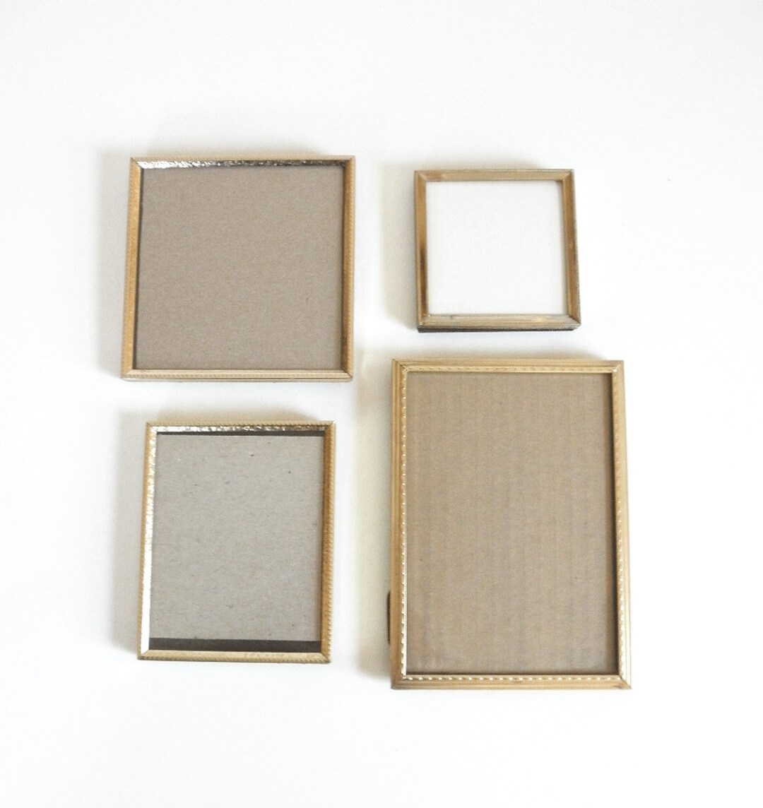 Vintage Small Gold Metal Frames Set of 4 Small Square and Rectangle ...