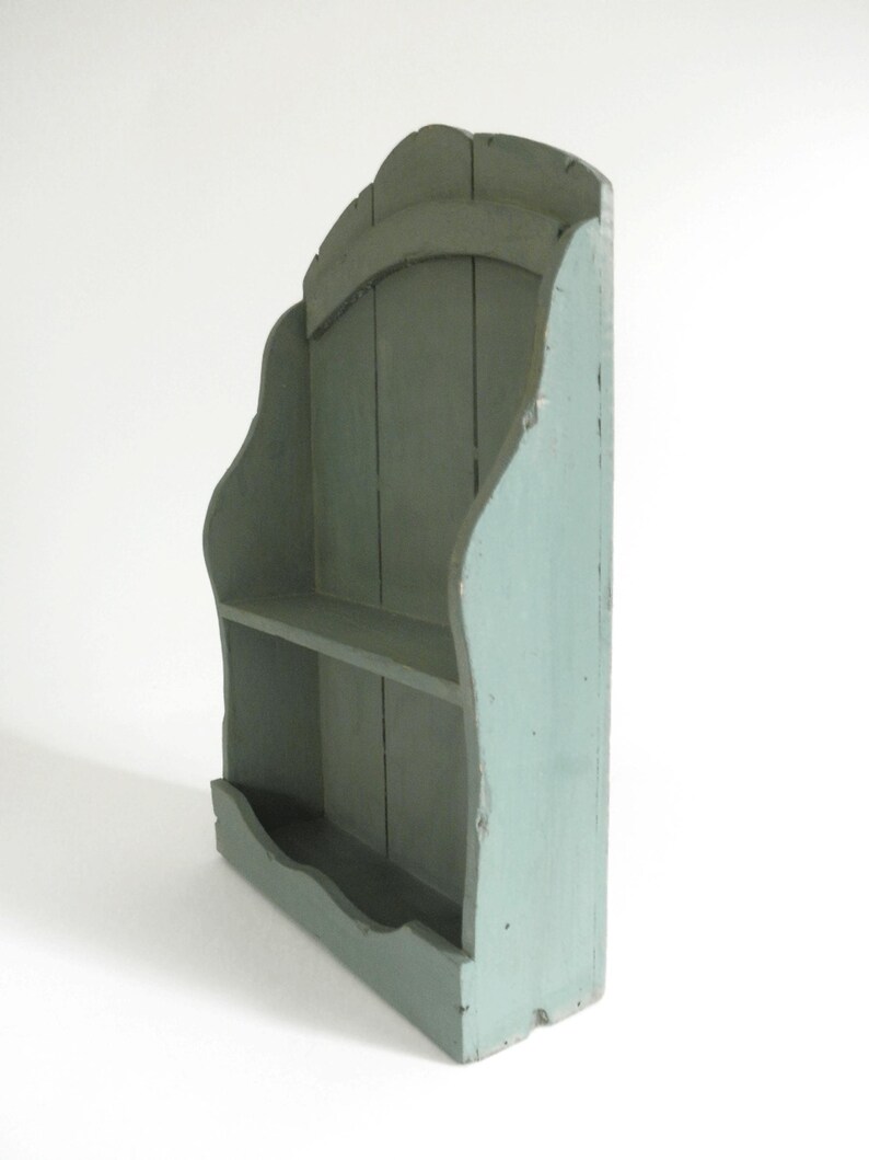 Vintage Sage Green Wall Shelf, Rustic Farmhouse Decor, Primitive ...