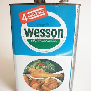 Vintage 60s Wesson Oil Tin Can: Colorful Farmhouse Kitchen Decor - Etsy