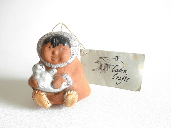 Vintage Clay Eskimo Inuit Art Figurine Ornament | Etsy