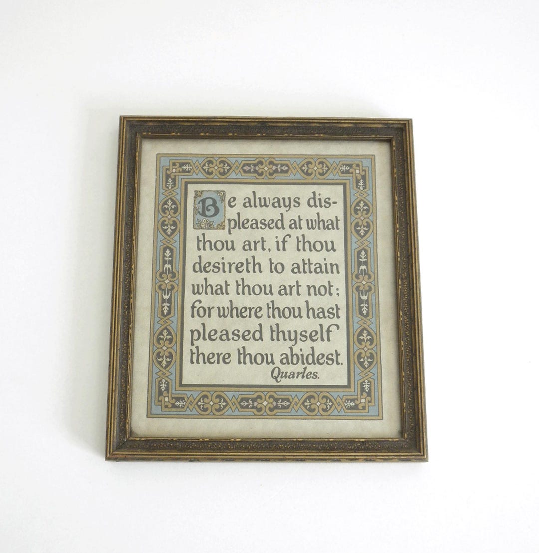 Antique Motto Graph Framed Francis Quarles Quote, Framed Calligraphy ...