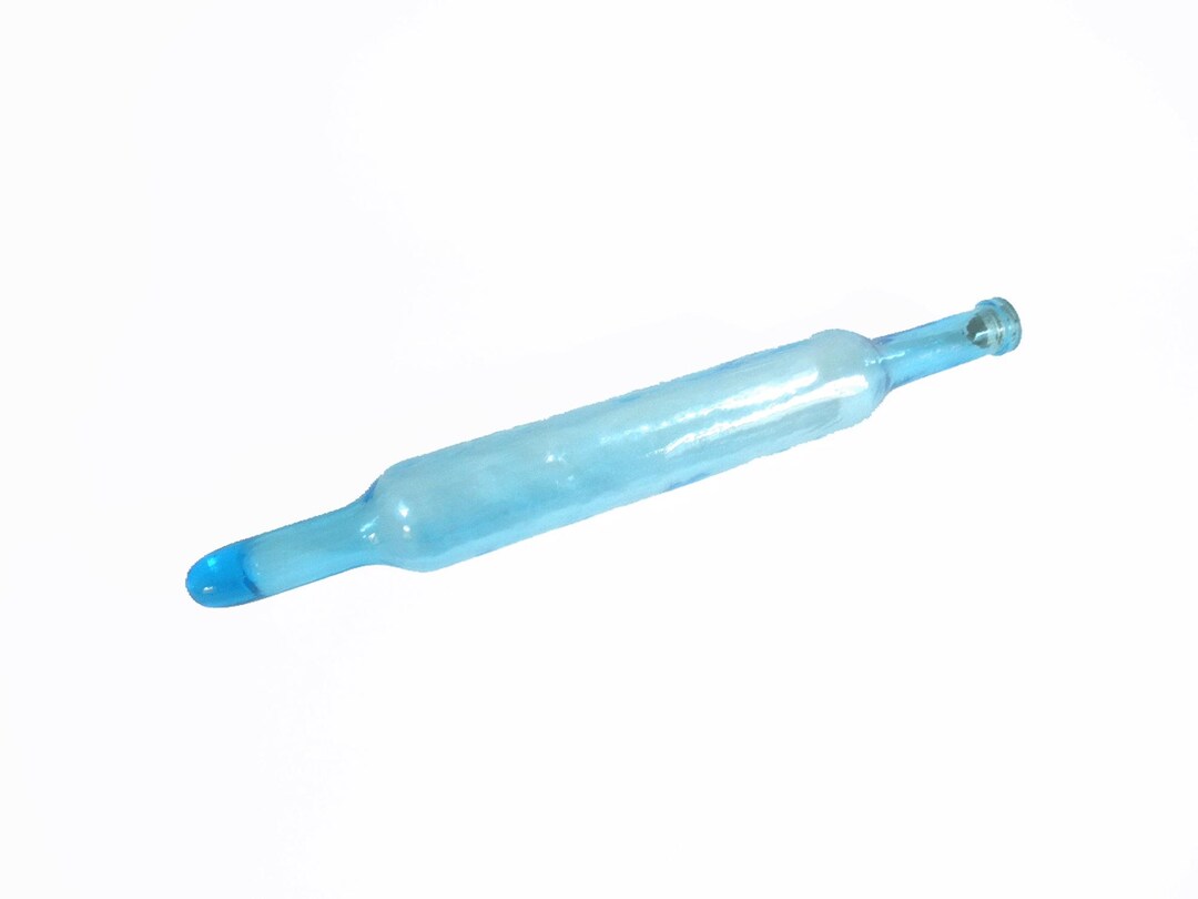 Antique Blown Blue Glass Rolling Pin, Beautiful Turquoise Blue Glass ...